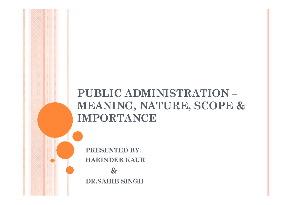 Public Administration: Meaning, Nature, and Scope Study Guide SCO - Studocu