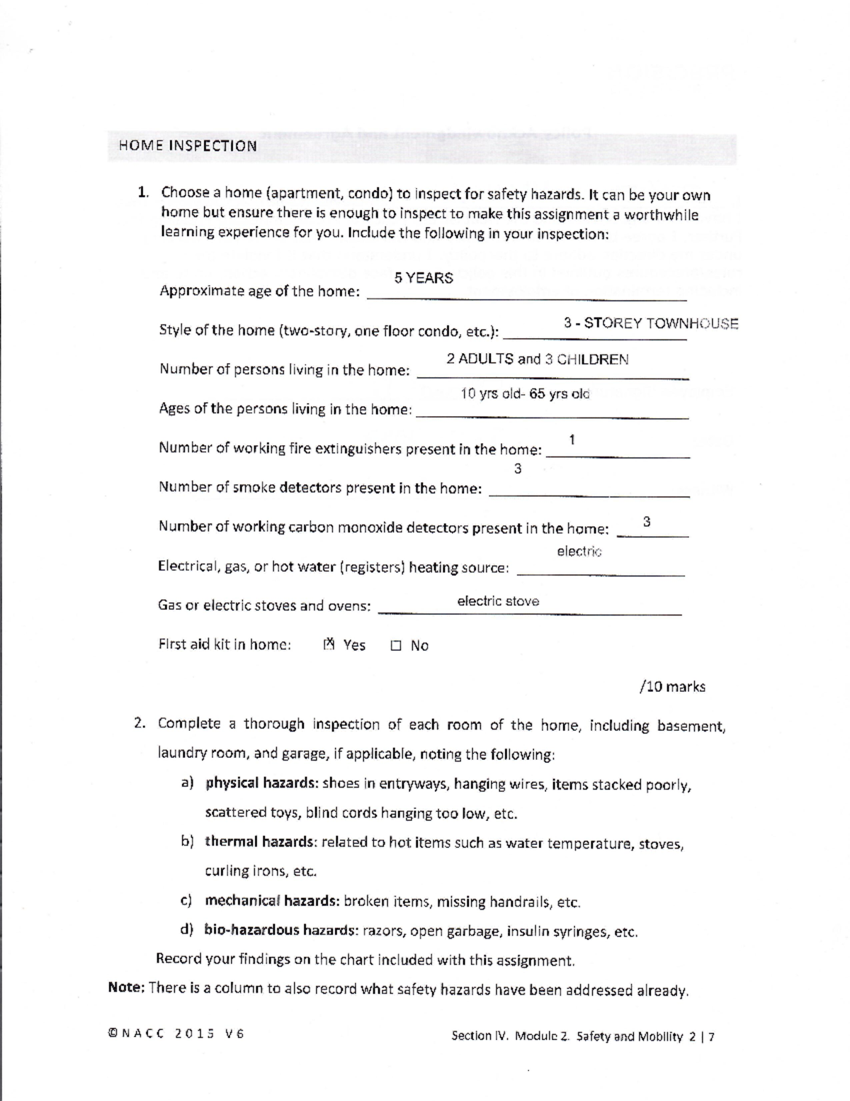 NACC Module 2 Home Inspection Assignment - Safety Hazards Evaluation ...