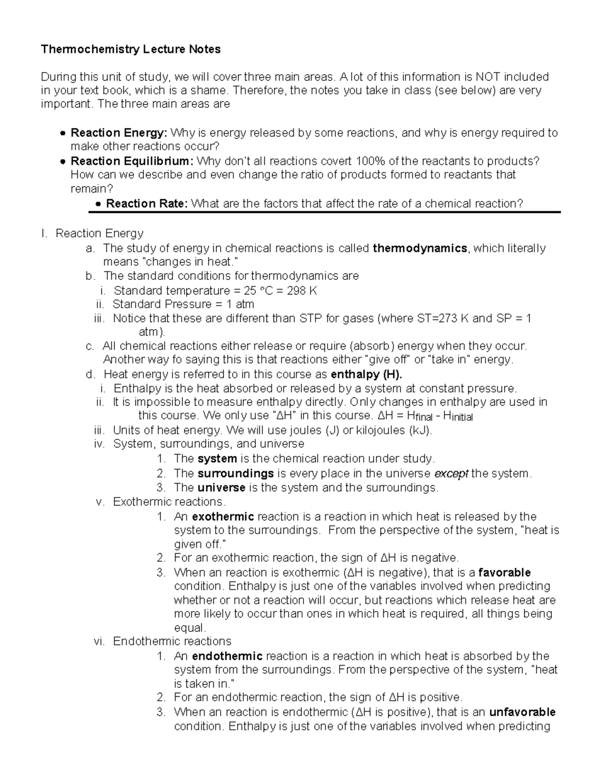Chemistry 101: Thermochemistry Lecture Notes (1 of 7) - Studocu