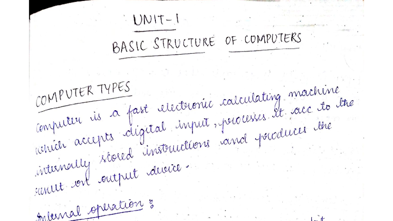 CO101: Basic Structure and Types of Computers - Unit 1 Notes - Studocu