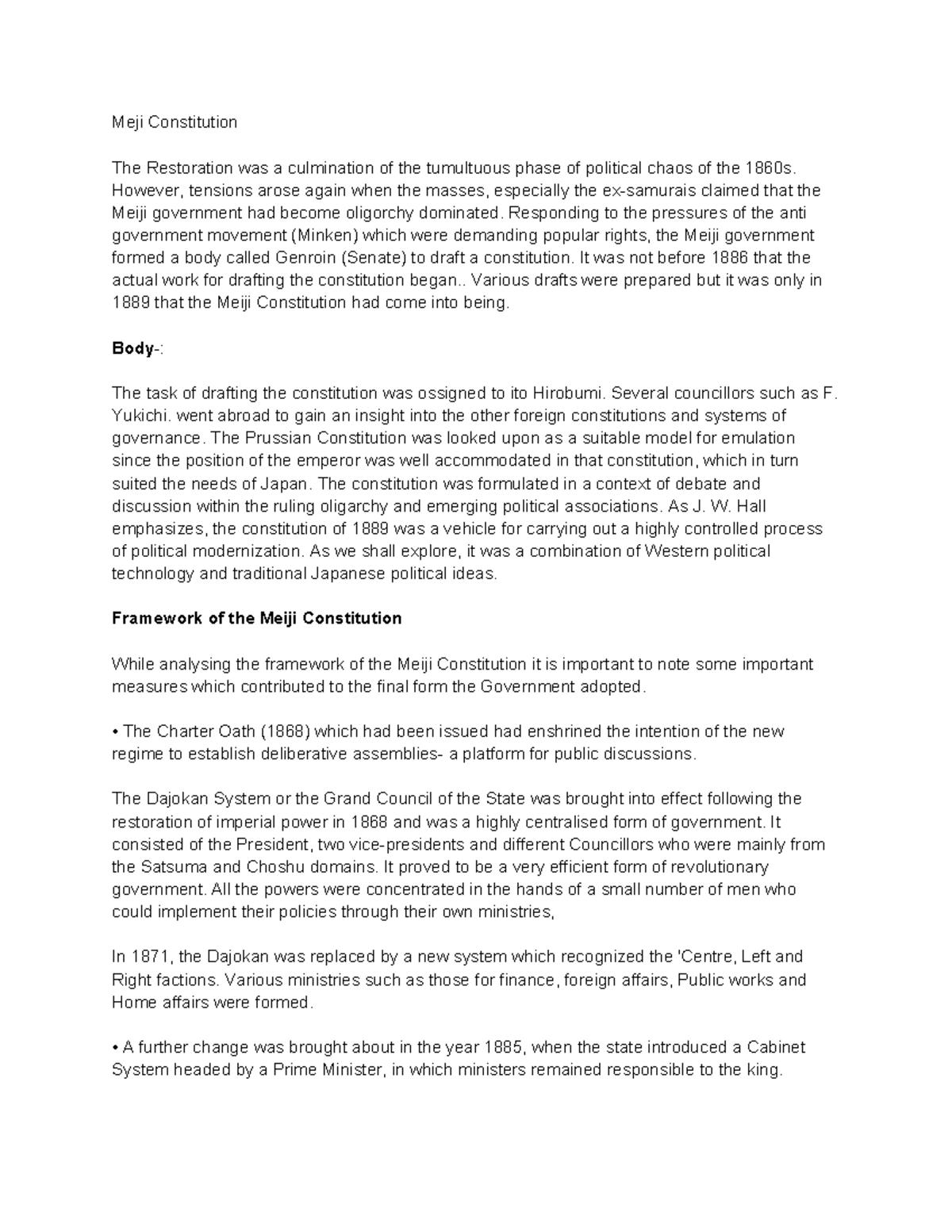 Meiji Constitution of 1889: A Study of Political Modernization in Japan ...