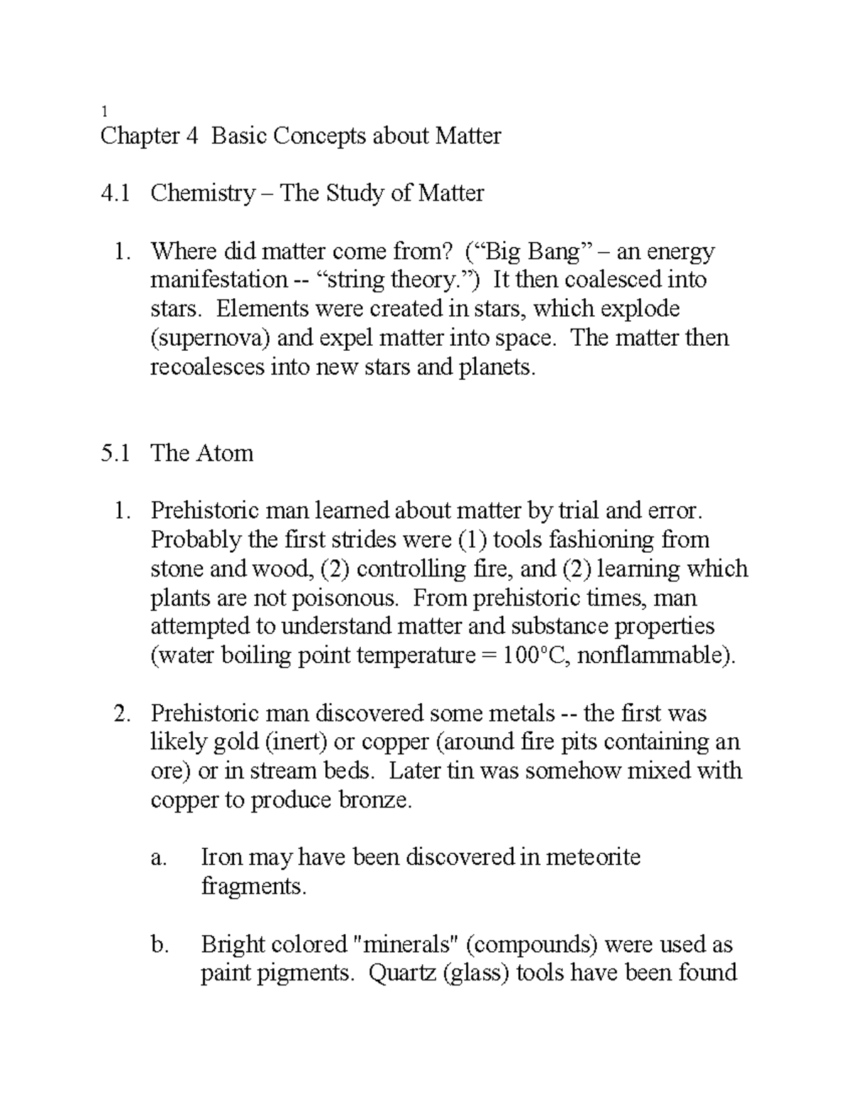 Chemistry 101: Chapter 4 - Basic Concepts of Matter and Elements - Studocu