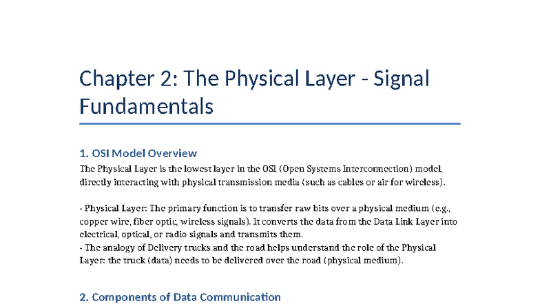 Chapter 2: Physical Layer Signal Fundamentals - OSI Model Overview ...