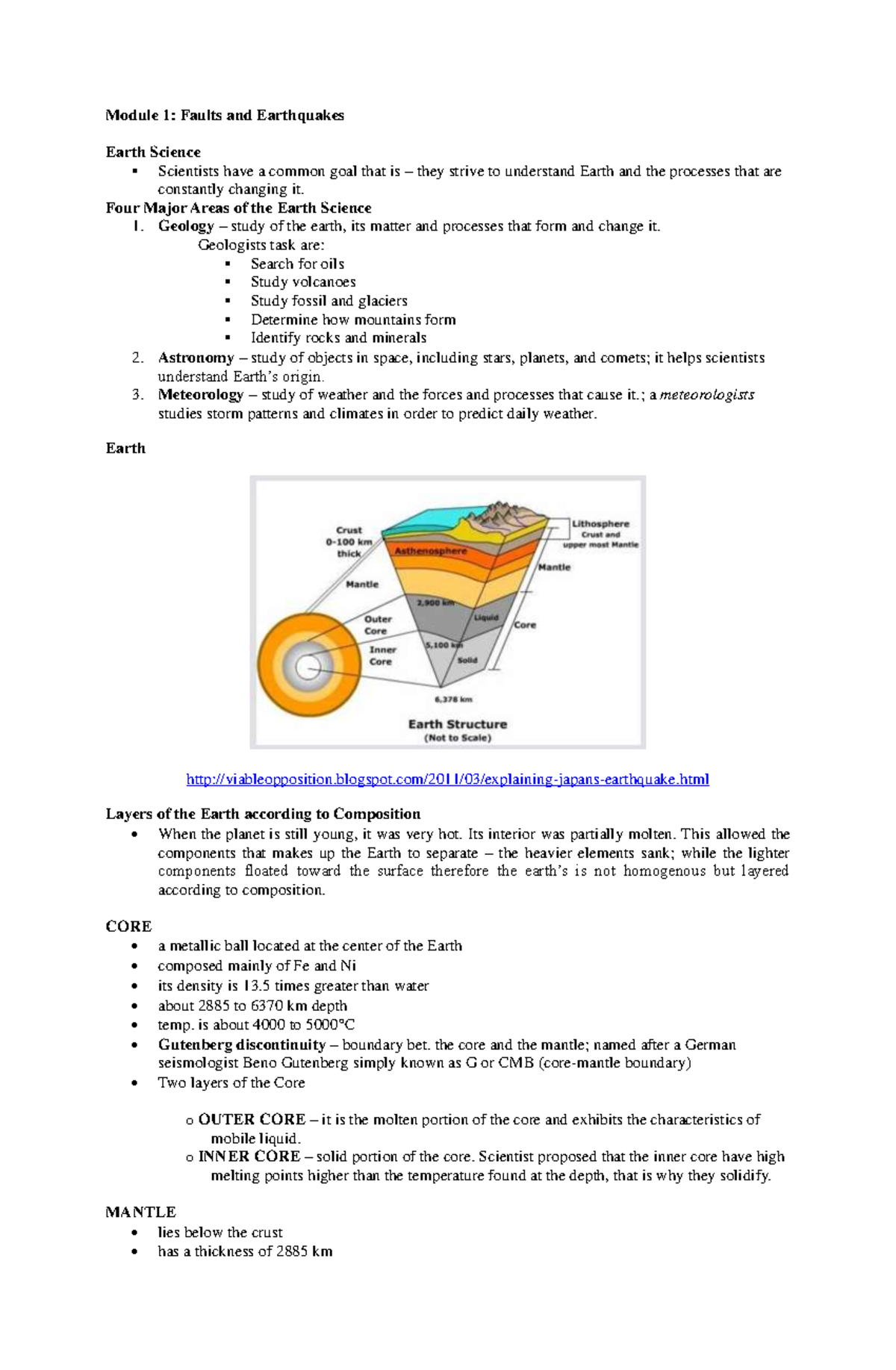 Lecture Notes in Science 8: Earthquakes, Faults, and Plate Tectonics ...