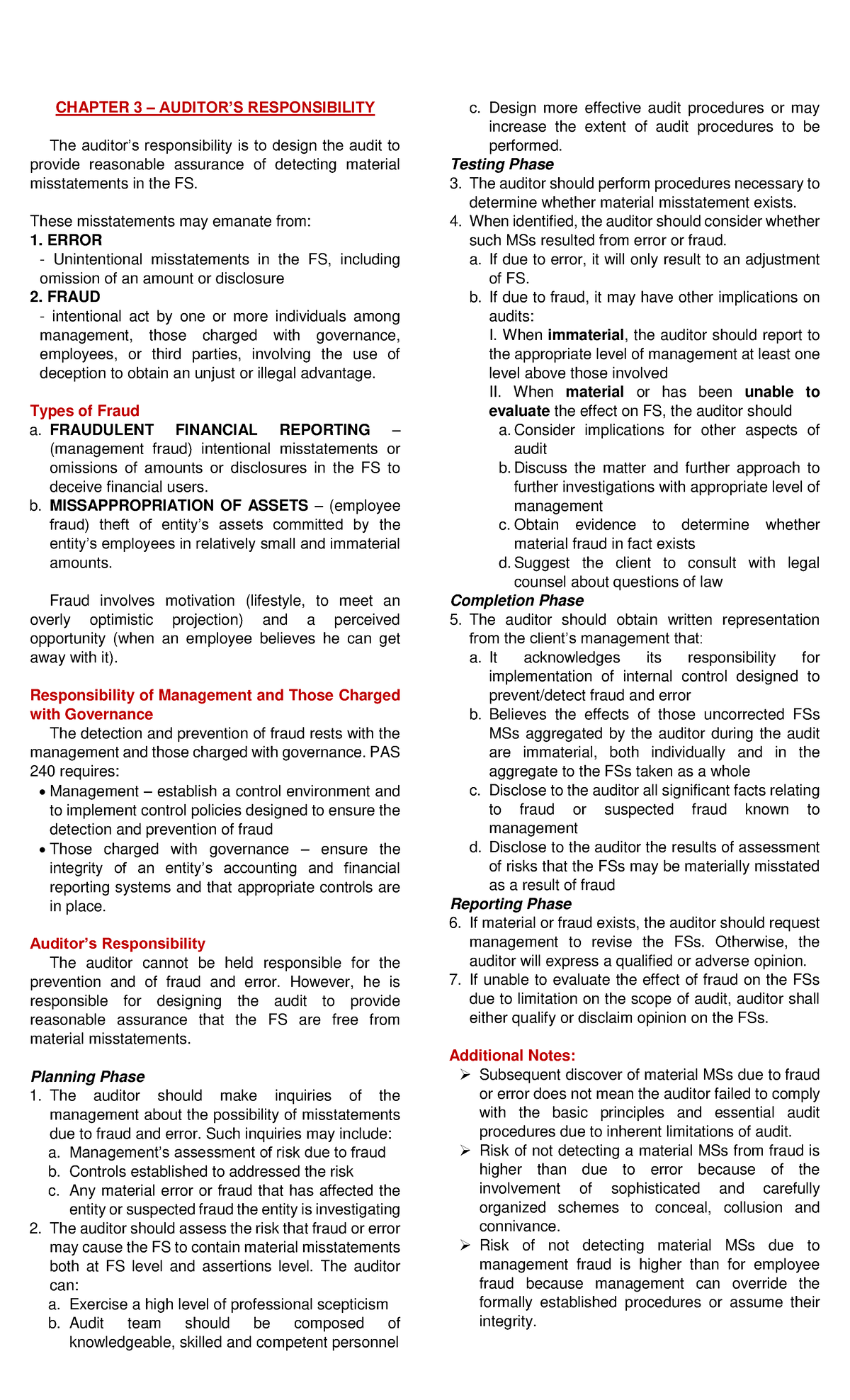 Chapter 3 Auditor's Responsibility - CHAPTER 3 – AUDITOR’S ...