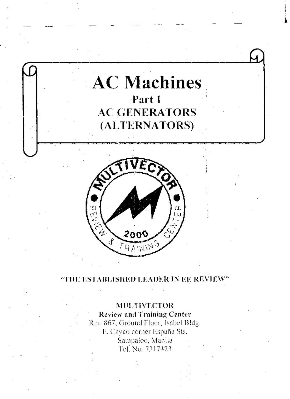 AC Machines Part 1: Overview of Alternators and Their Functions - Studocu