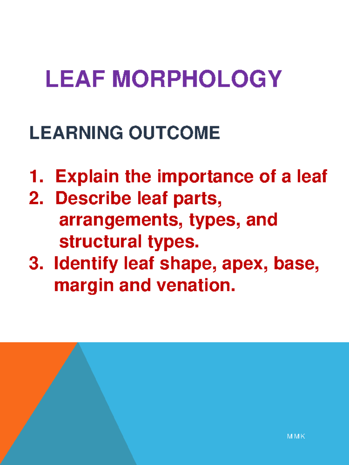Leaf Morphology and Functions - Detailed Overview (N F H N/A S S 3103 ...