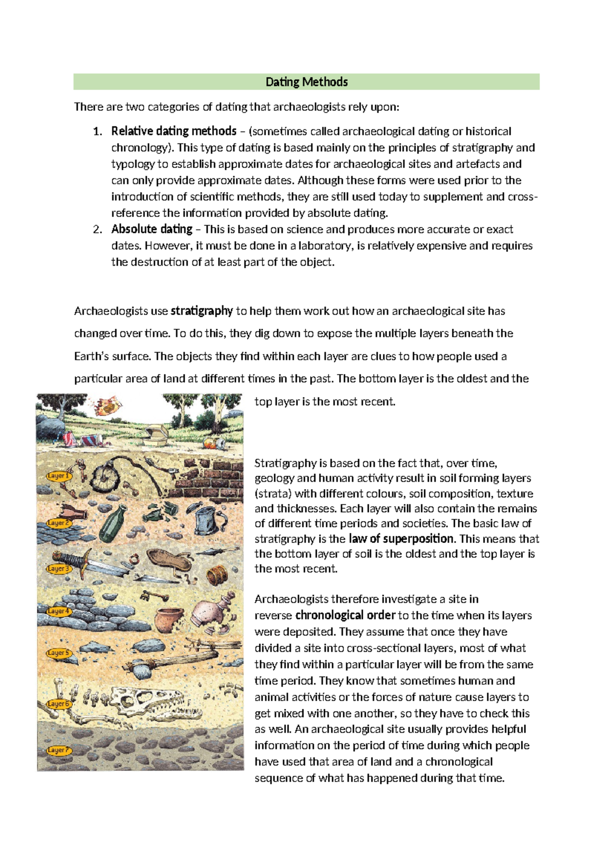 Dating Methods: Relative and Absolute Techniques in Archaeology - Studocu