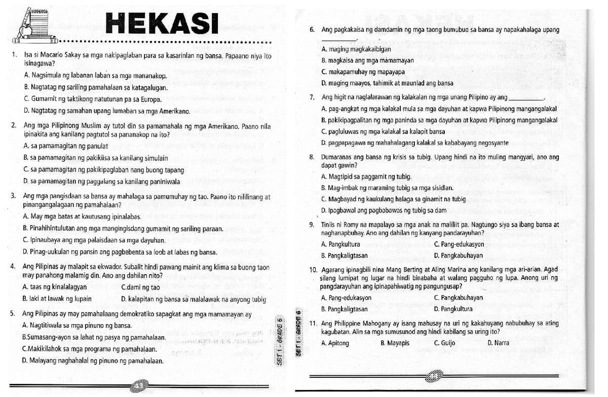 HEKASI 6: Mahahalagang Kaalaman at Pagsusuri para sa Reviewer - Studocu
