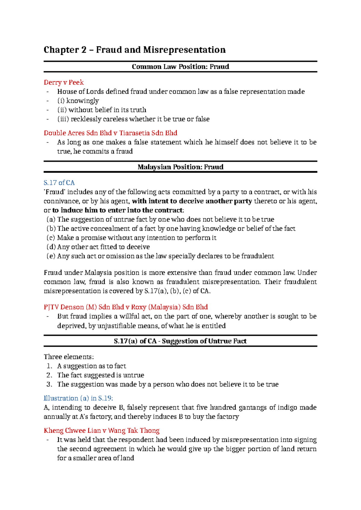Chapter 2 - Fraud and Misrepresentation - Chapter 2 – Fraud and ...