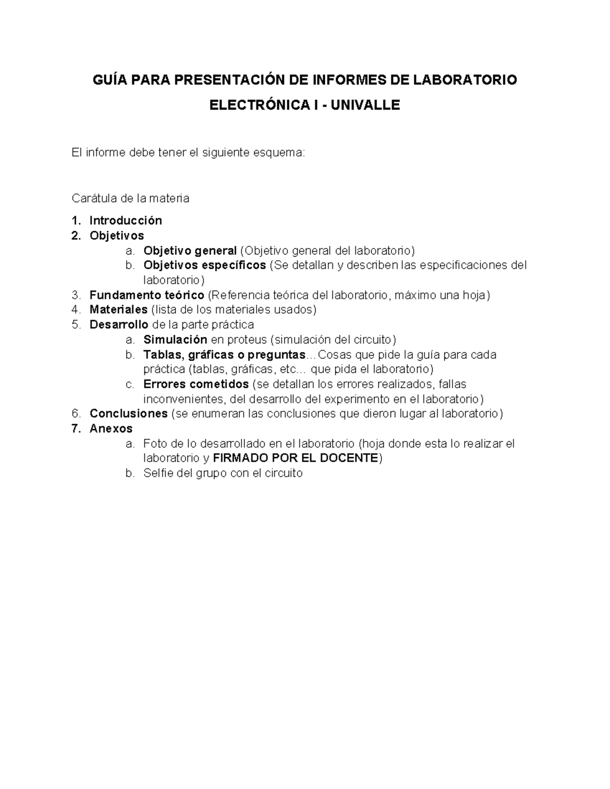 GUÍA PARA PRESENTACIÓN DE INFORMES DE LABORATORIO ELECTRÓNICA I - Studocu