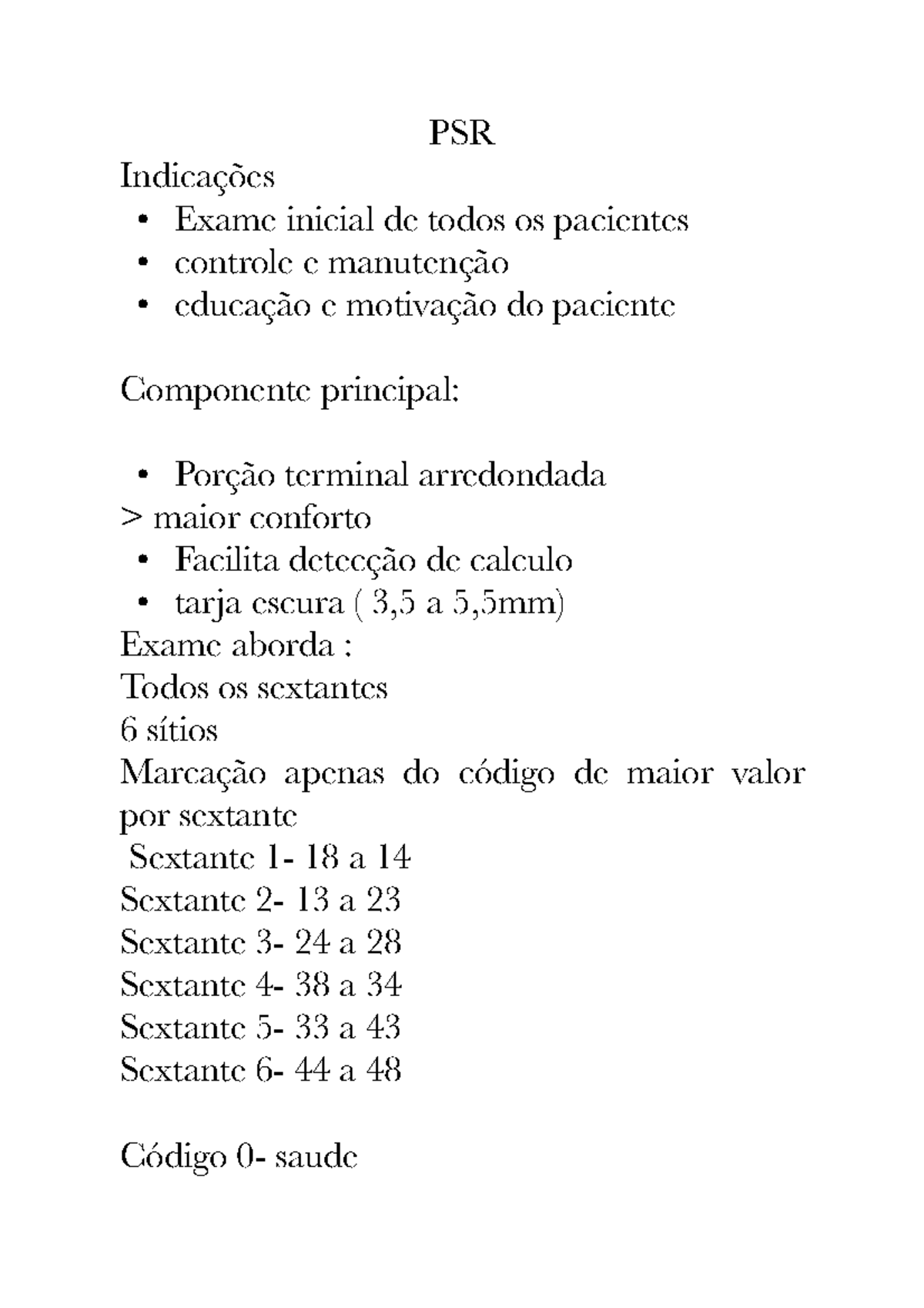 Aula PSR - Exame Periodontal e sua Interpretação - Studocu