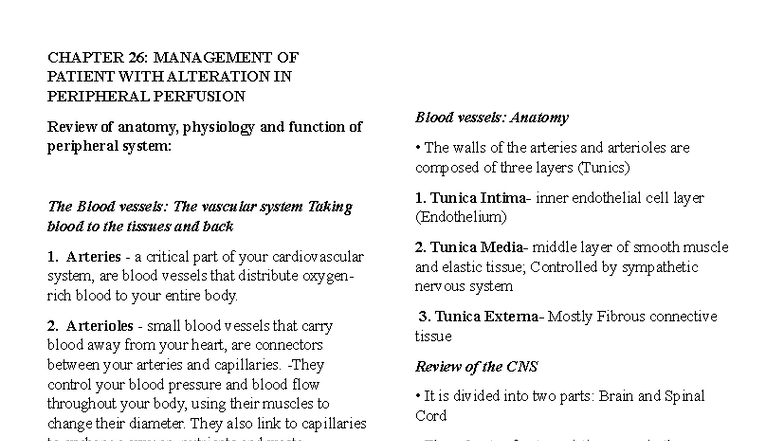 CHAPTER 26: MANAGEMENT OF PATIENT WITH ALTERATION IN PERIPHERAL ...
