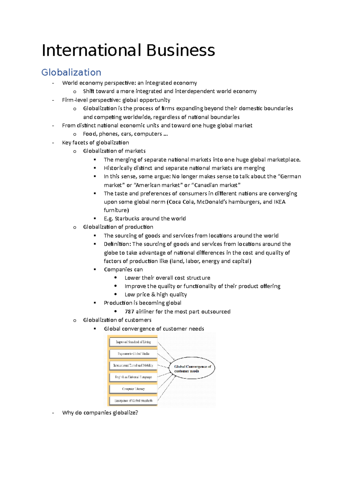 International Business Midterm 1 Study Notes: Globalization & Culture ...