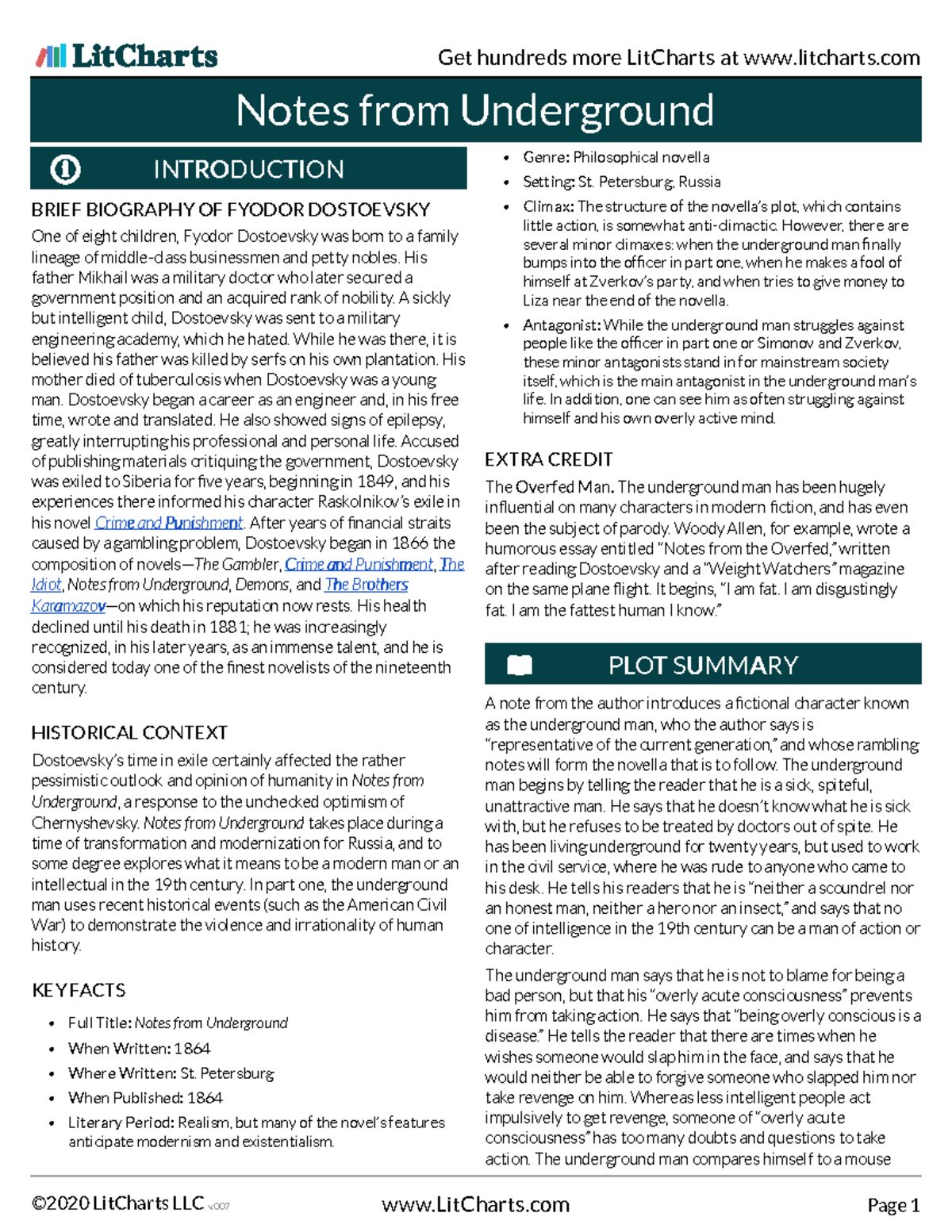 Course Notes: Fyodor Dostoevsky's "Notes from Underground" Analysis ...