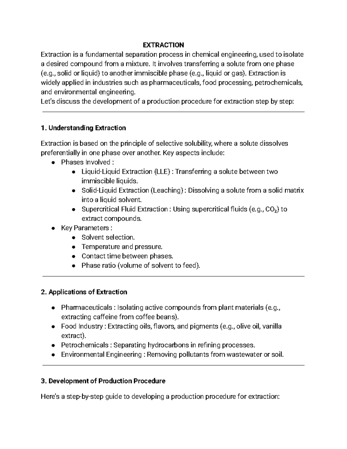 Chemical Engineering 101: Extraction Techniques & Production Procedures - Studocu