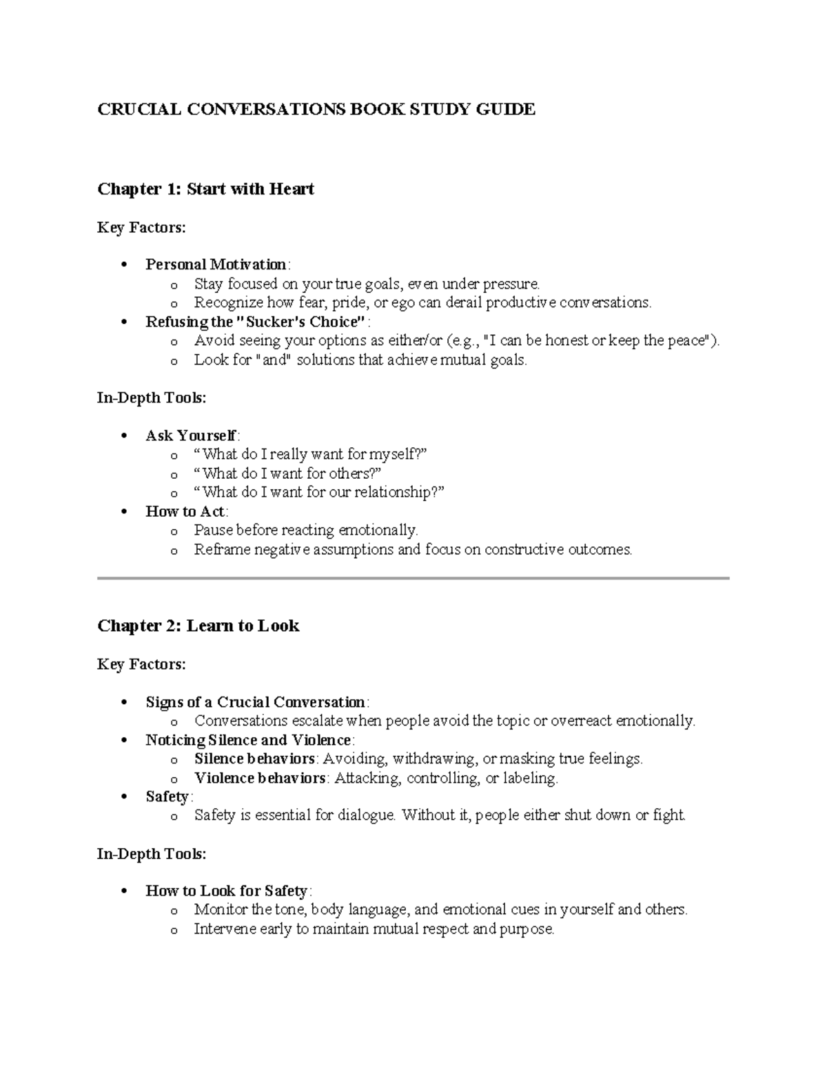 Crucial Conversations Study Guide: Techniques & Insights Overview - Studocu