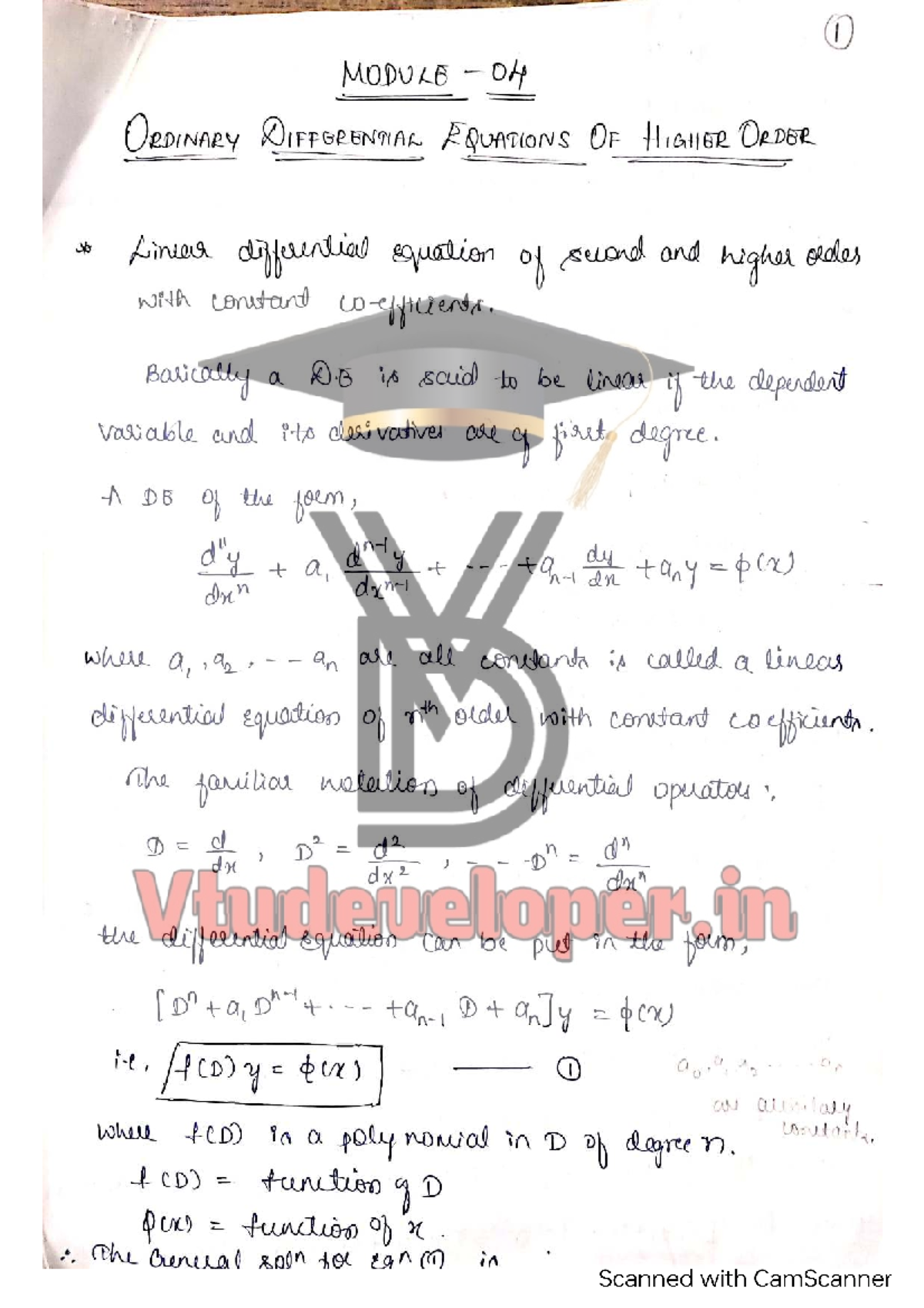 EC M3 Module 04: Higher Order Ordinary Differential Equations - Studocu
