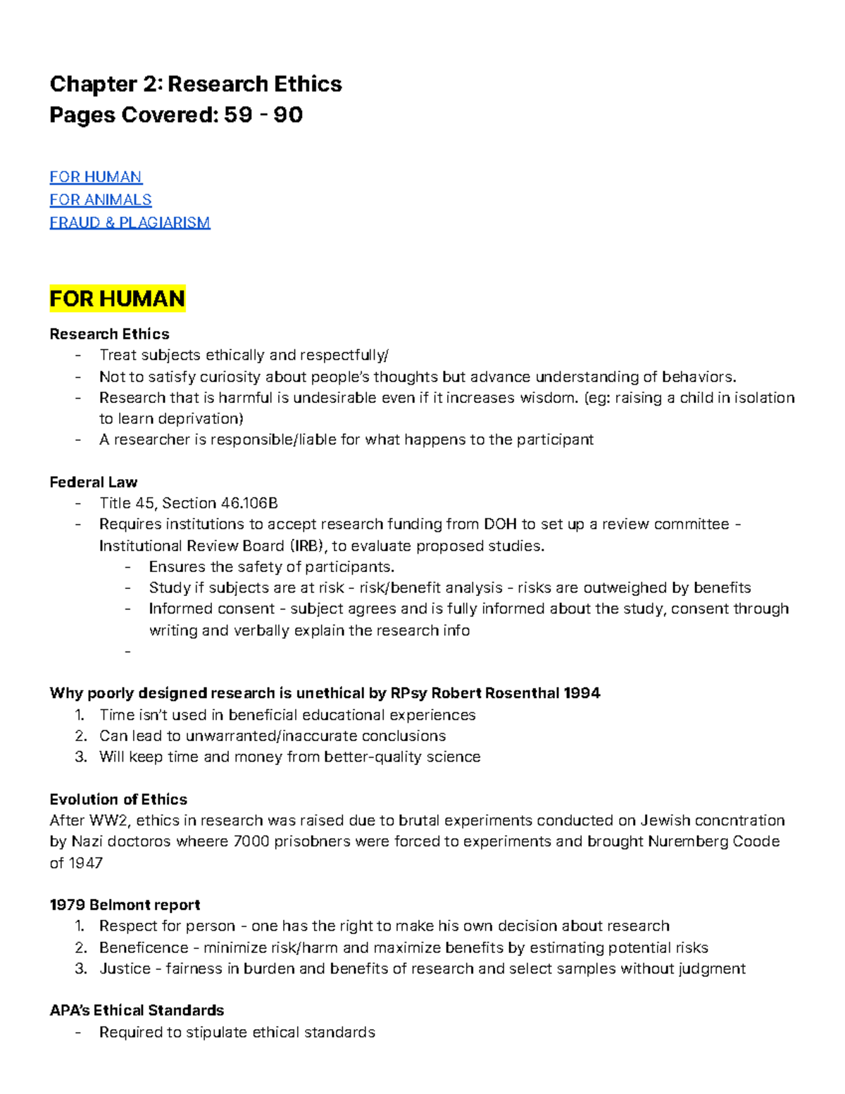 Exp Psy CH2- Research Ethics - Chapter 2 Research Ethics Pages Covered ...