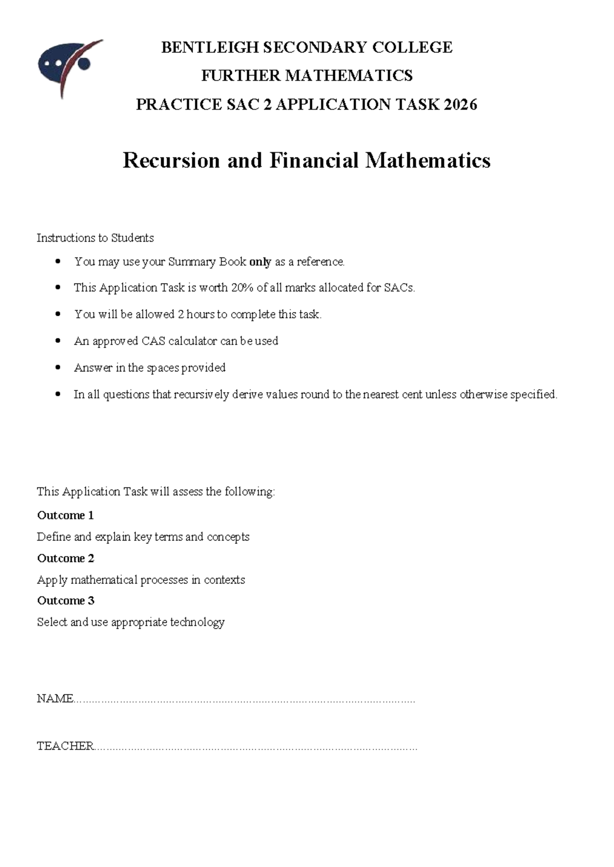 Finance Practice SAC 2026: Recursion & Financial Mathematics - Studocu
