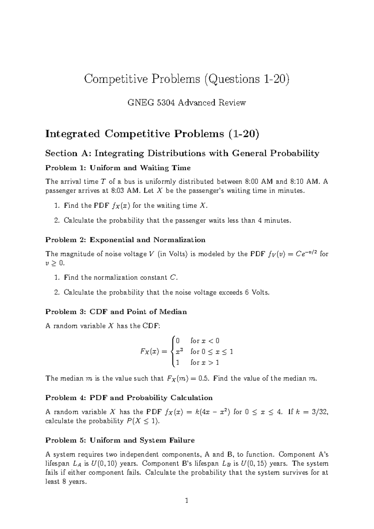 GNEG 5304 Advanced Review: Probability Practice Questions - Studocu
