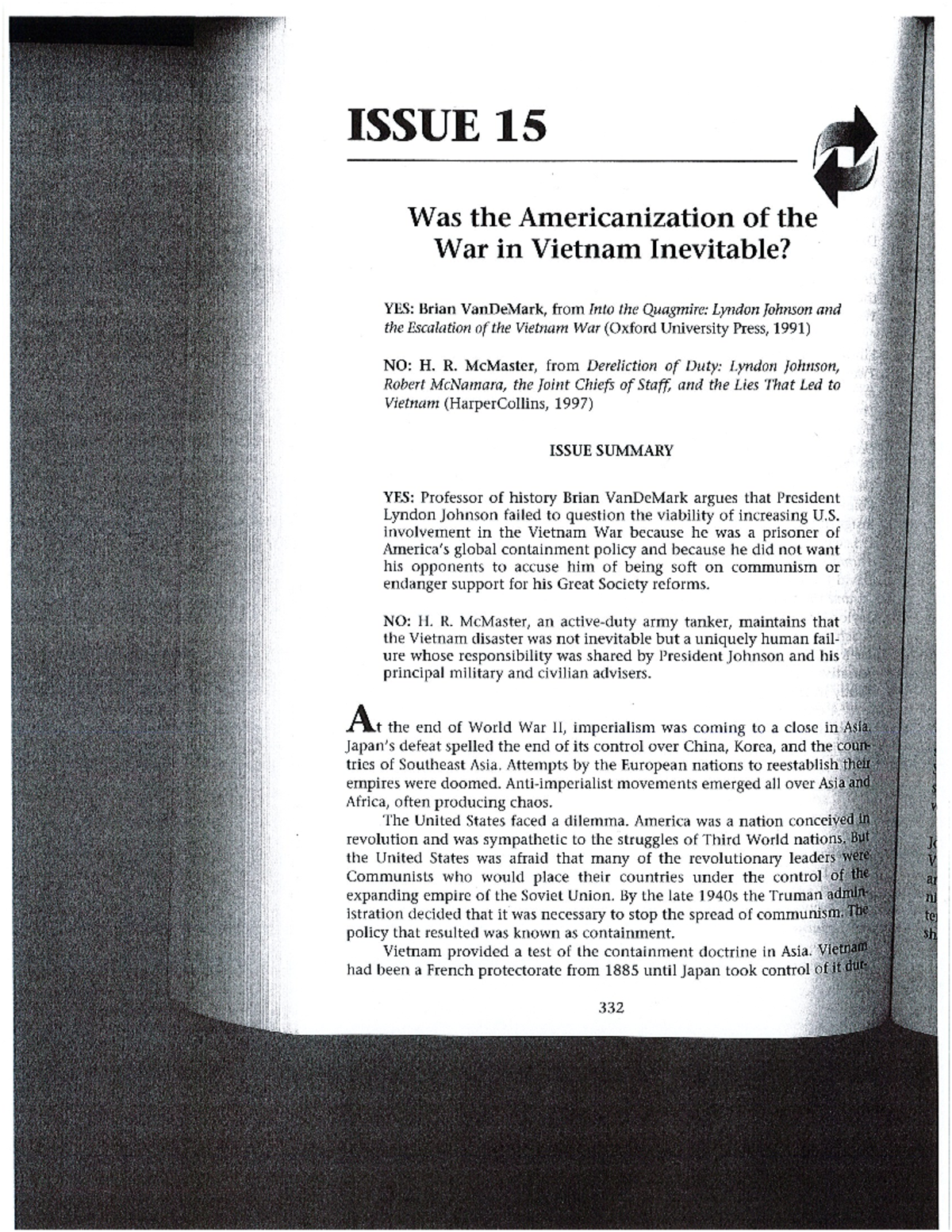 ISSUE 15: The Inevitable Americanization of the Vietnam War? Analysis ...
