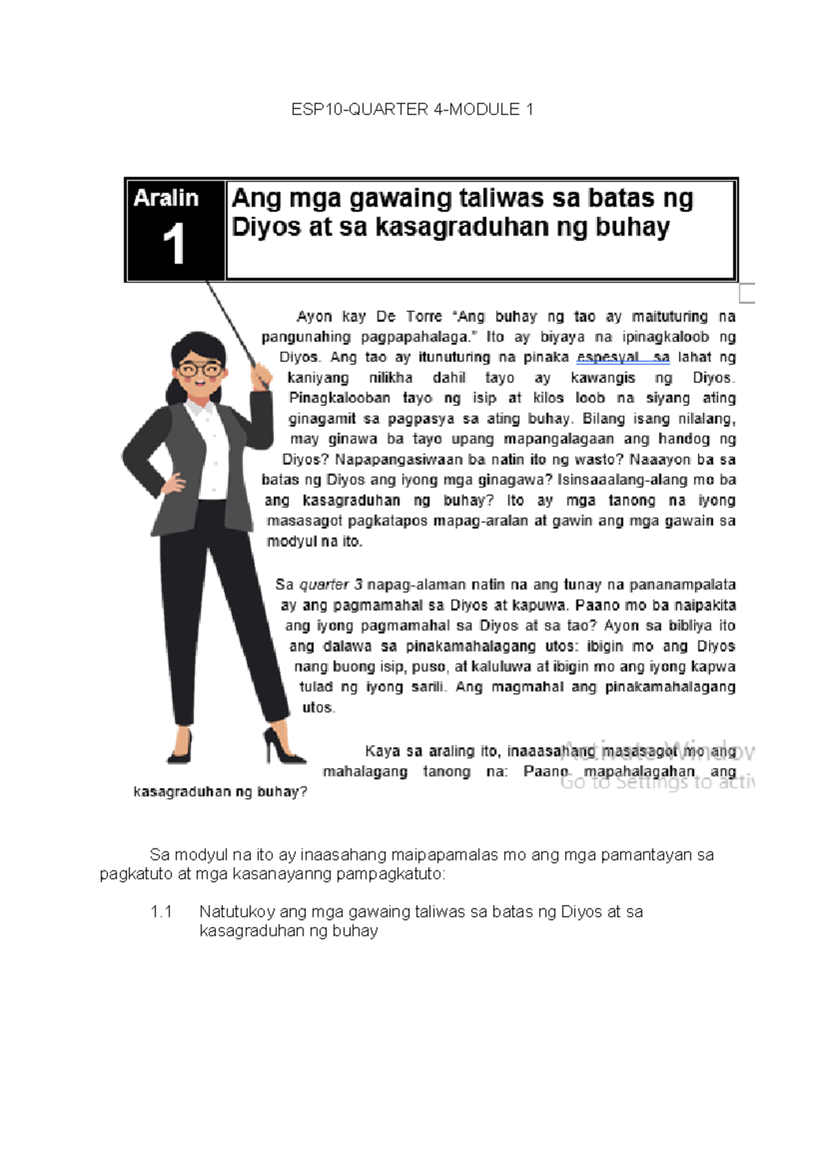 ESP10-Q4-module 1 - IPCRF - Values Education - ESP10-QUARTER 4-MODULE 1 ...