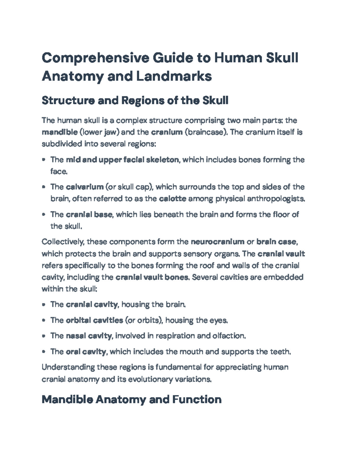 Comprehensive Guide to Human Skull Anatomy and Landmarks (ANAT 101 ...