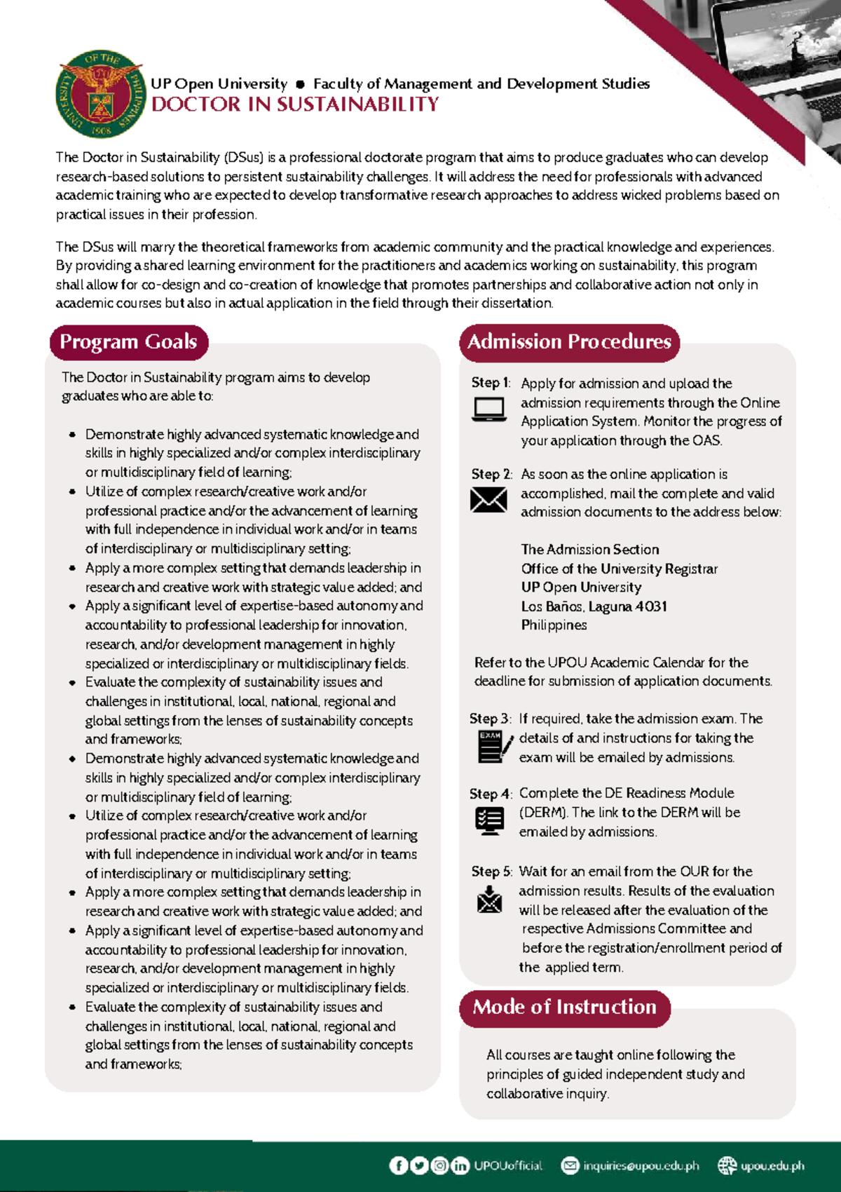 UP Open University DSus Program Brochure: Doctor in Sustainability ...