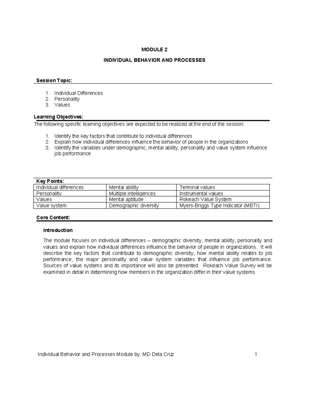 Module 2: Individual Behavior & Processes in Organizational Context - Studocu