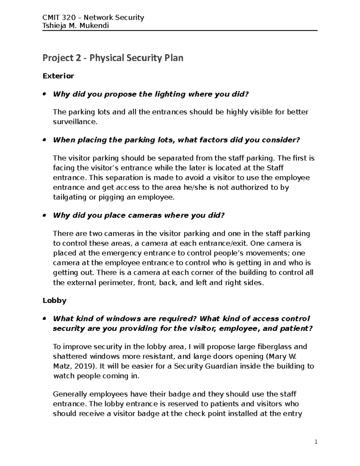 Tshieja Mukendi Physical-Security-Plan - CMIT 320 – Network Security ...