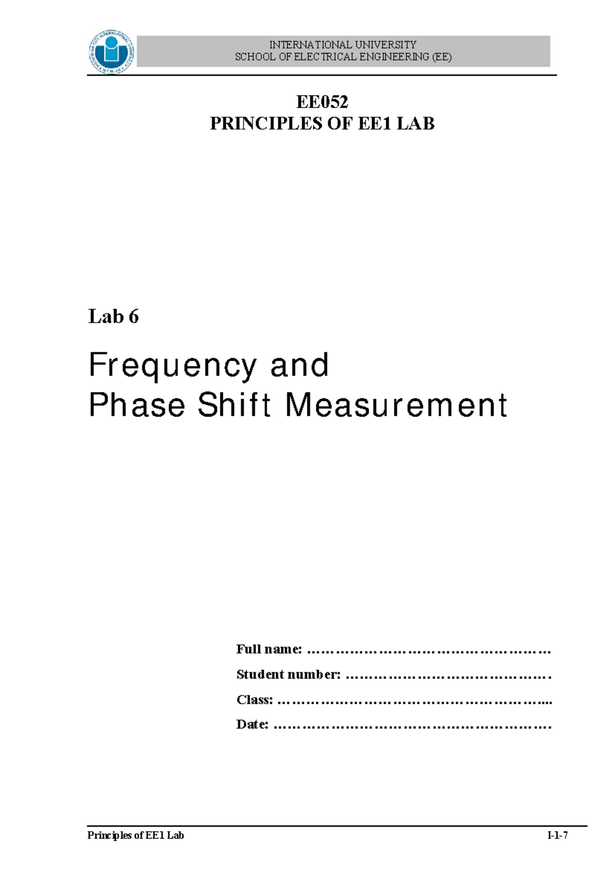 Lab 6 - Measuring Frequency and Phase Shift in AC Circuits - Studocu