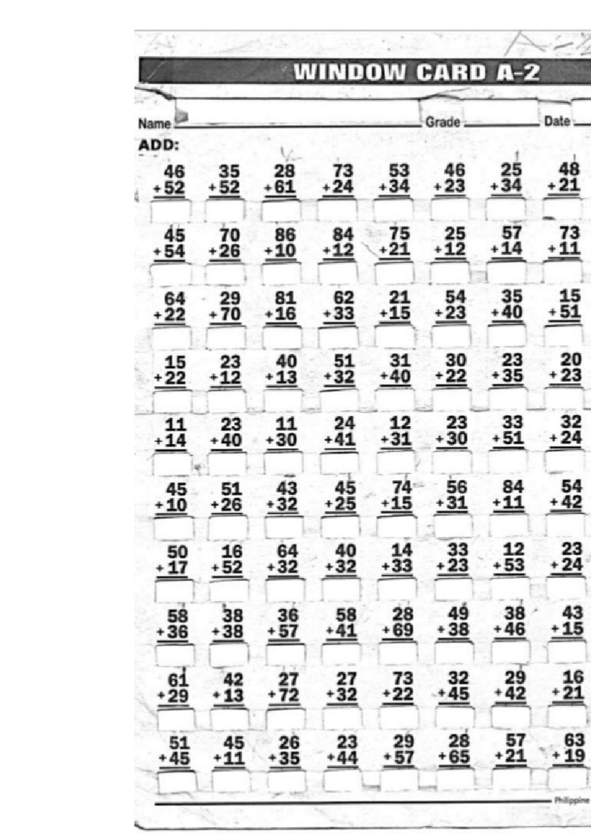 Drill Cards A2 S2 M2 D2 - Math Operations Practice Worksheet - Studocu