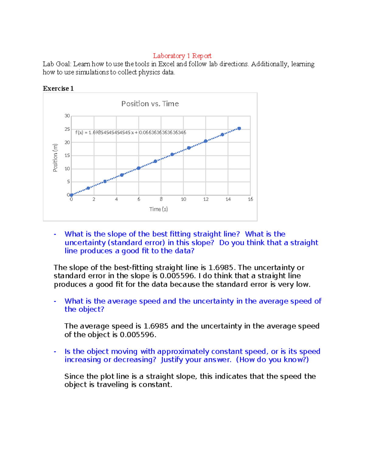 Physics Lab 1 - Data Analysis and Motion Simulation Report - Studocu