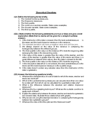 Theoretical Questions-last - Theoretical Questions (Q1) Define the ...