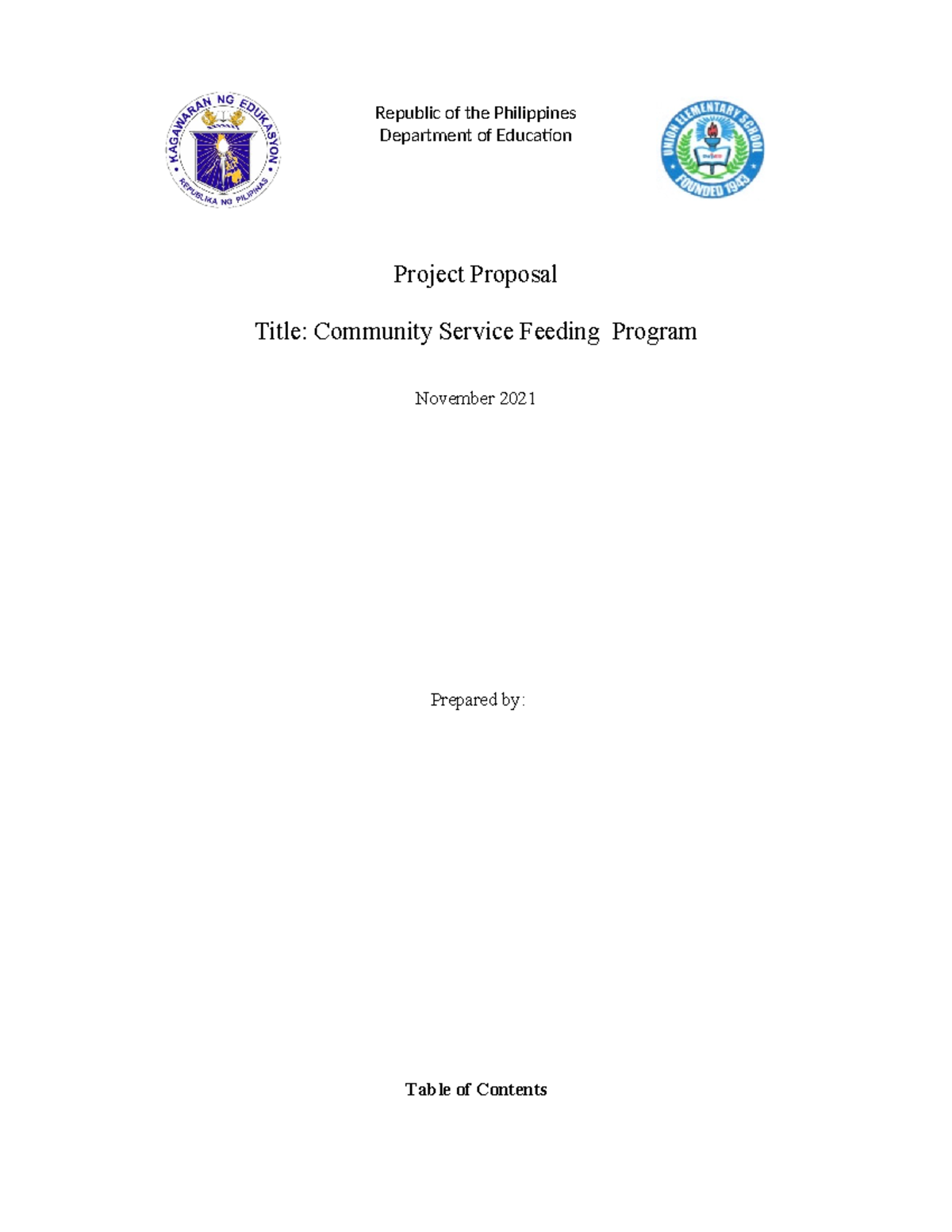 Community Service Feeding Program Proposal - Dept of Ed 2021 - Studocu