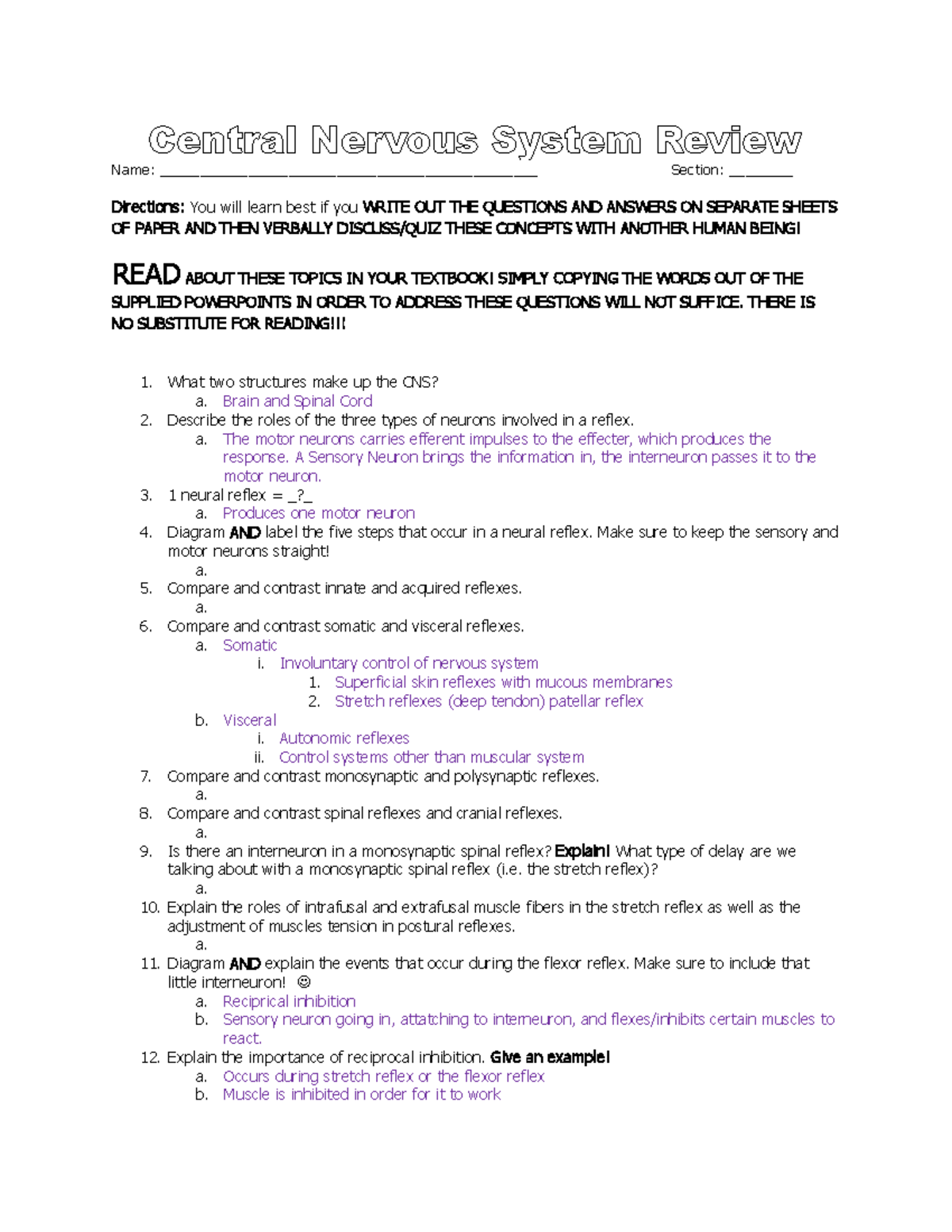 CNS Review Guide: Key Concepts and Exam Preparation Techniques - Studocu
