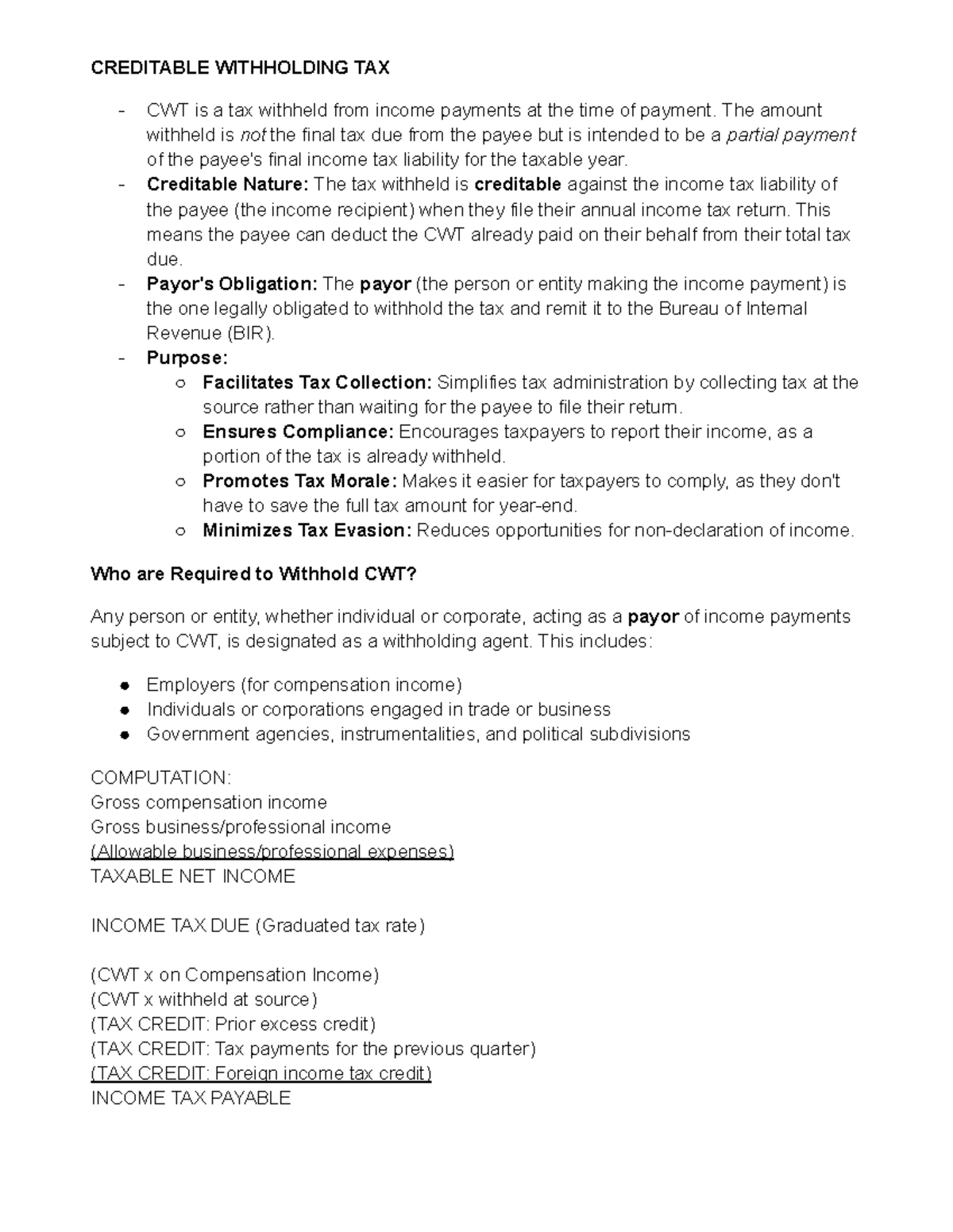 CWT Overview: Understanding Creditable Withholding Tax in the ...