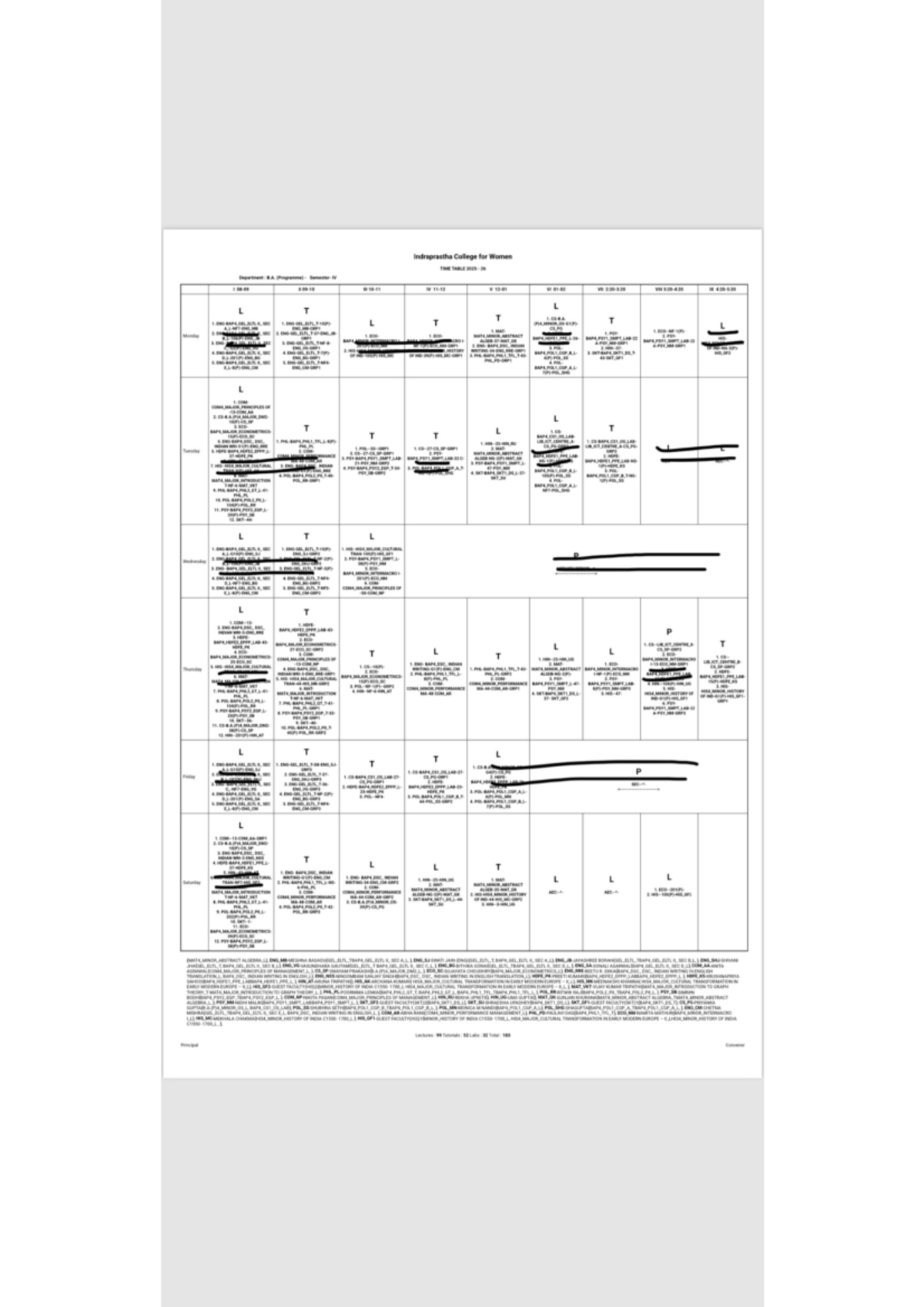Image to PDF 20250326 22 - Indraprastha College for Women TIME TABLE ...