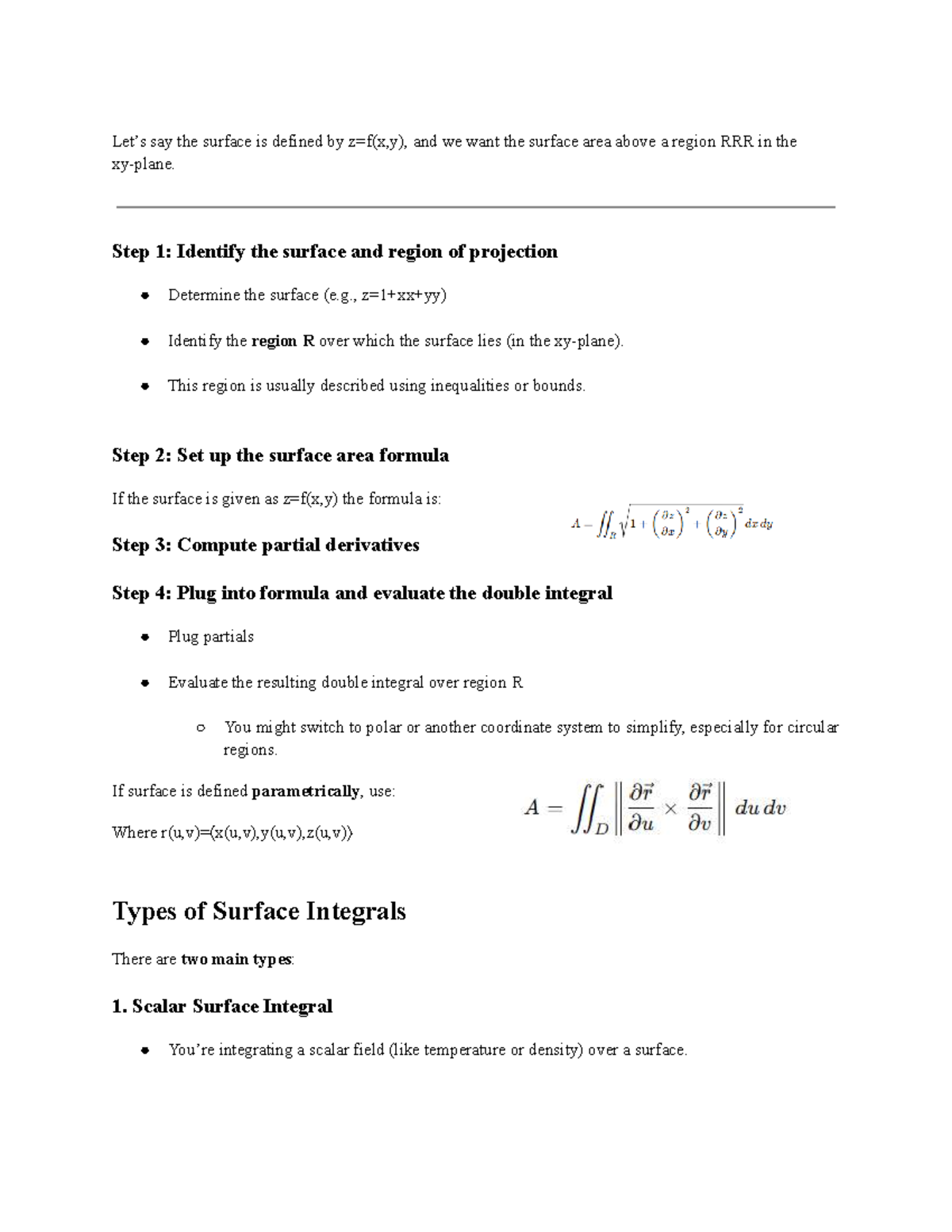 ENGR 233 - Surface Area and Integrals: Comprehensive Notes - Studocu