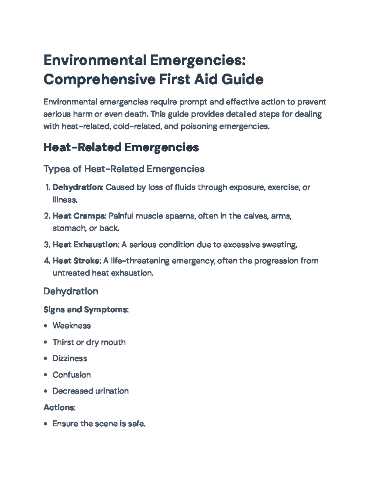 Environmental Emergencies: First Aid Guide for Heat, Cold, and ...