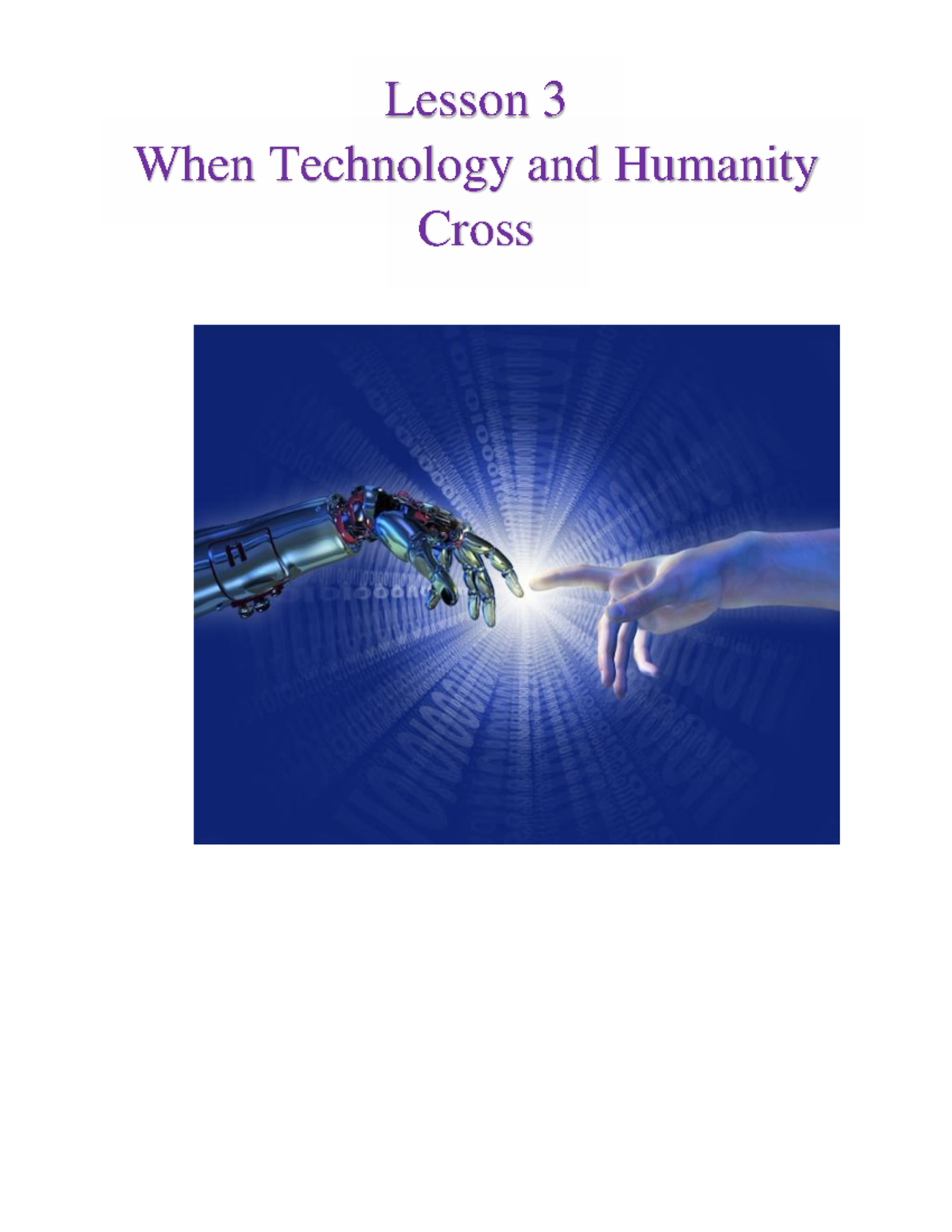 Lesson 8: The Intersection of Technology and Humanity - Studocu