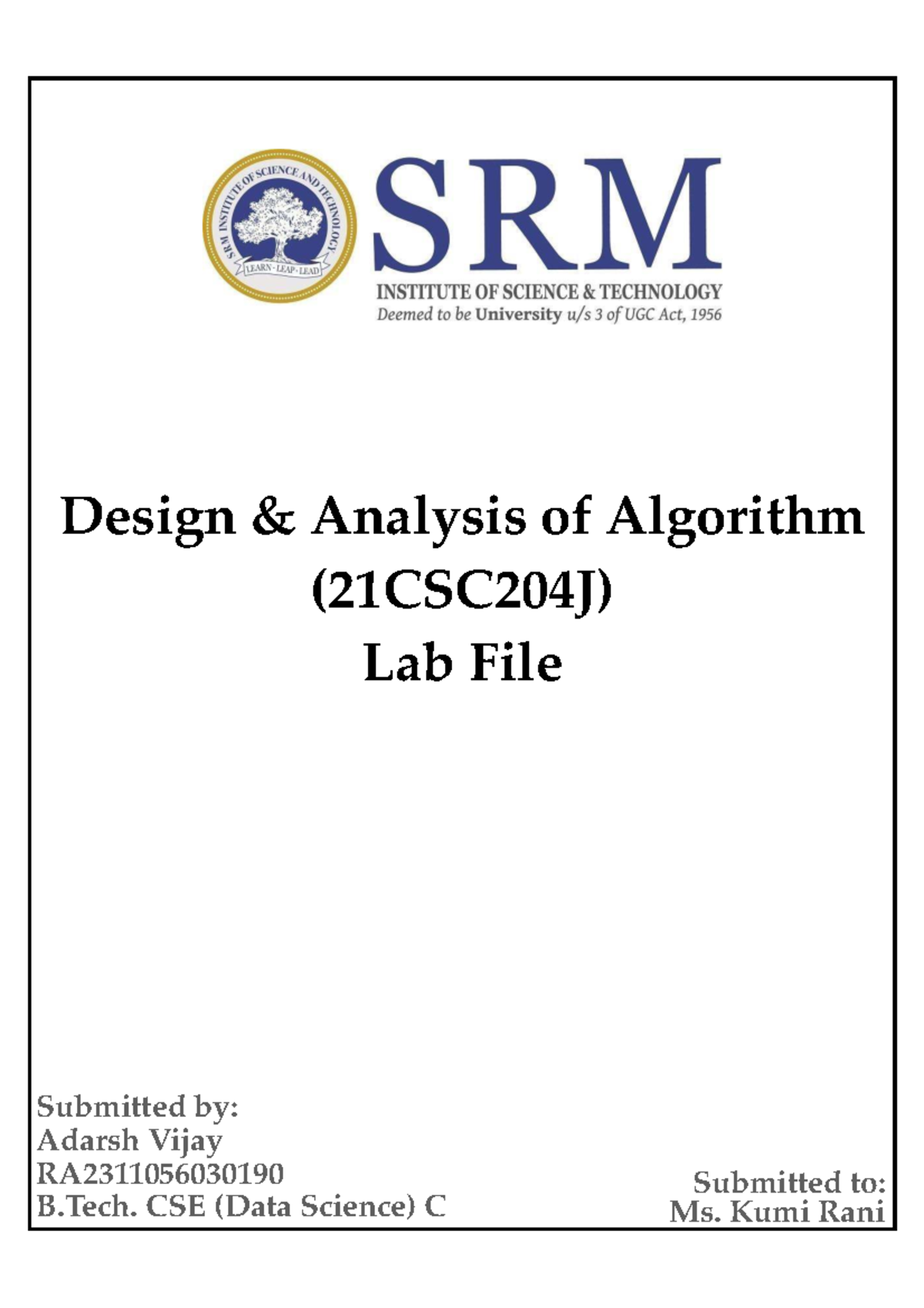 DAA Codes - DAA FILE FOR 2ND YEAR - Design & Analysis of Algorithm ...