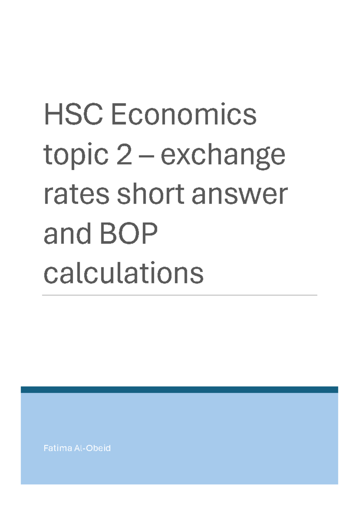 Economics hsc exchange rate and BOP - Fatima Al-Obeid HSC Economics ...