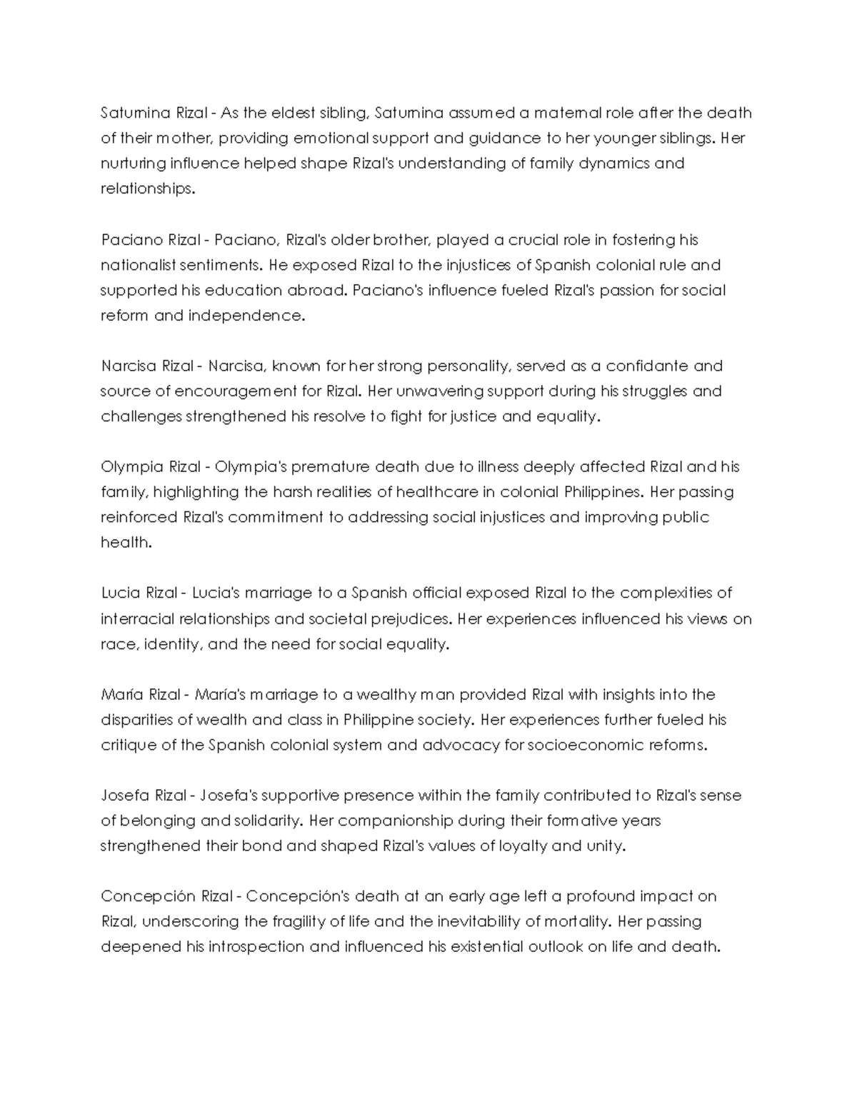 Dr. jose rizal siblings - Saturnina Rizal - As the eldest sibling ...