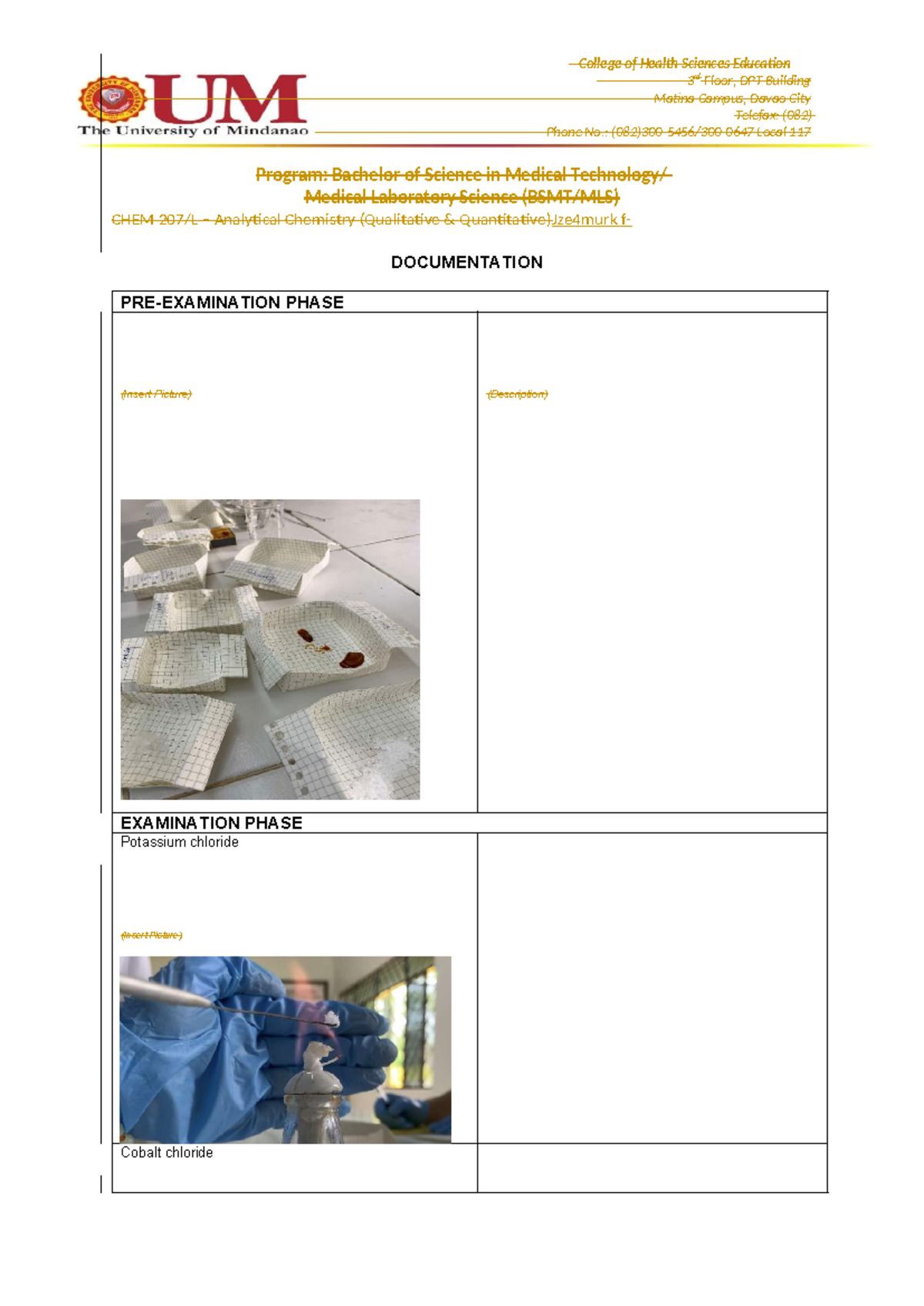 Flame Testing ( Practice- Based) - 3 rd Floor, DPT Building Matina ...