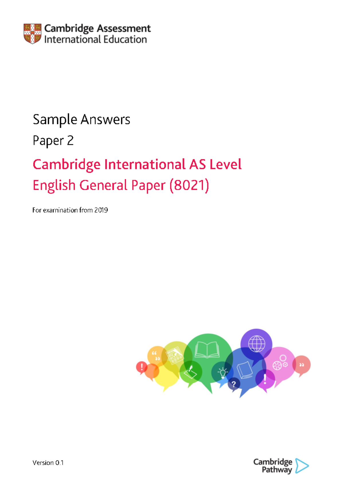 Cambridge International AS Level English General Paper (8021) Sample ...