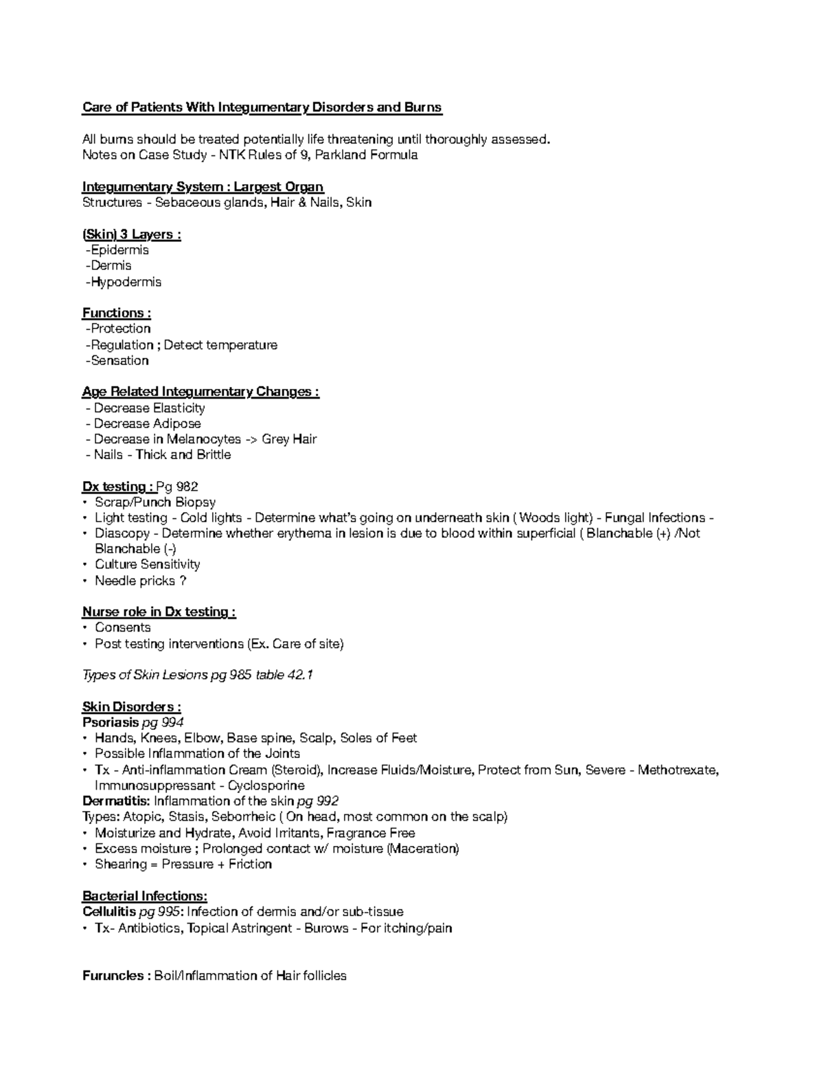 Integumentary System Case Study: Patient Care & Skin Disorders - Studocu