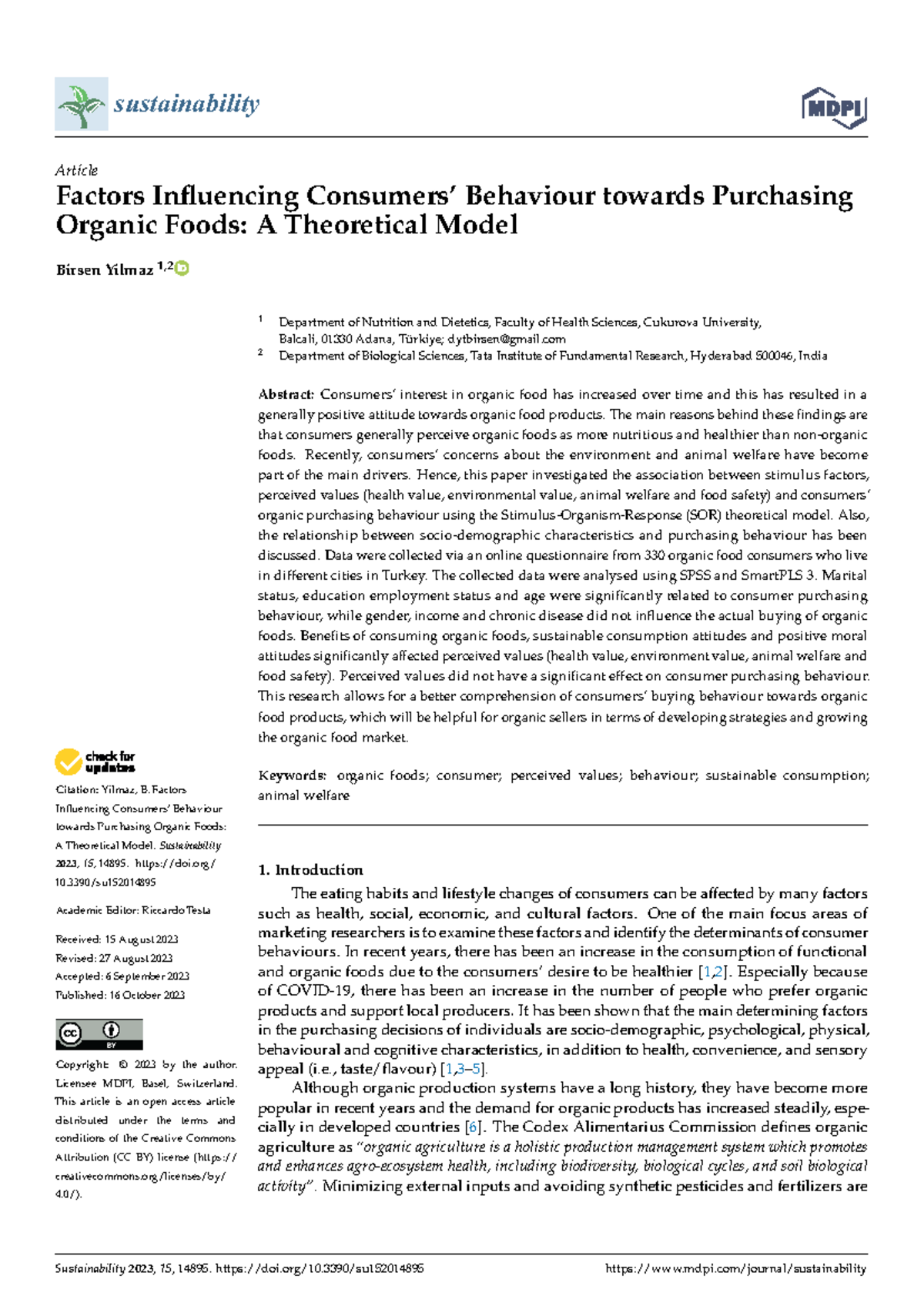 Factors Influencing Consumers’ - Citation: Yilmaz, B. Factors ...