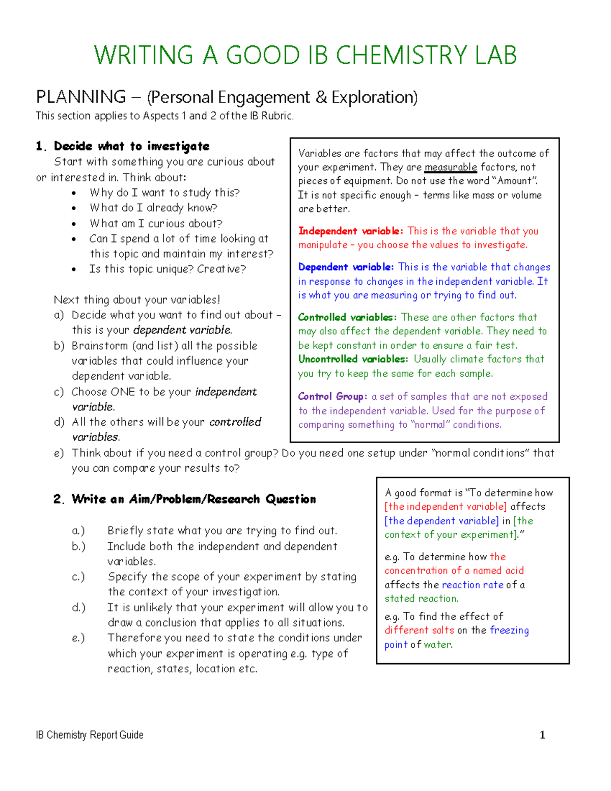 IB Chemistry Lab Report Writing Guide: Essential Tips & Structure - Studocu